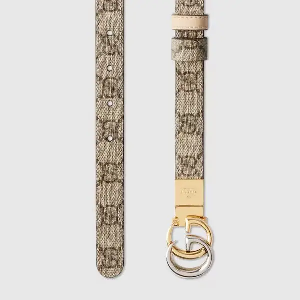 Gucci Gg Marmont Reversible Thin Belt - Brown