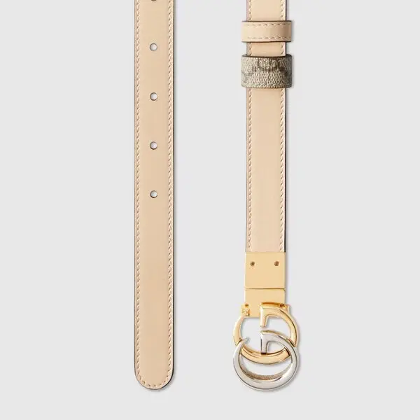 Gucci Gg Marmont Reversible Thin Belt - Brown