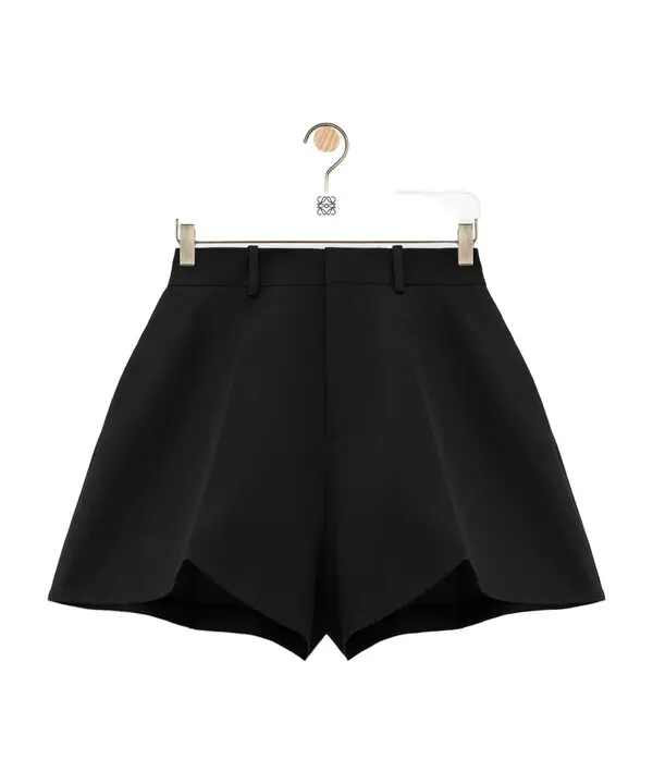 Loewe Trapeze Shorts In Cotton And Silk - Black