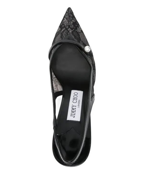 JIMMY CHOO Amita 85 Lace Appliqué Slingback Pumps - Black