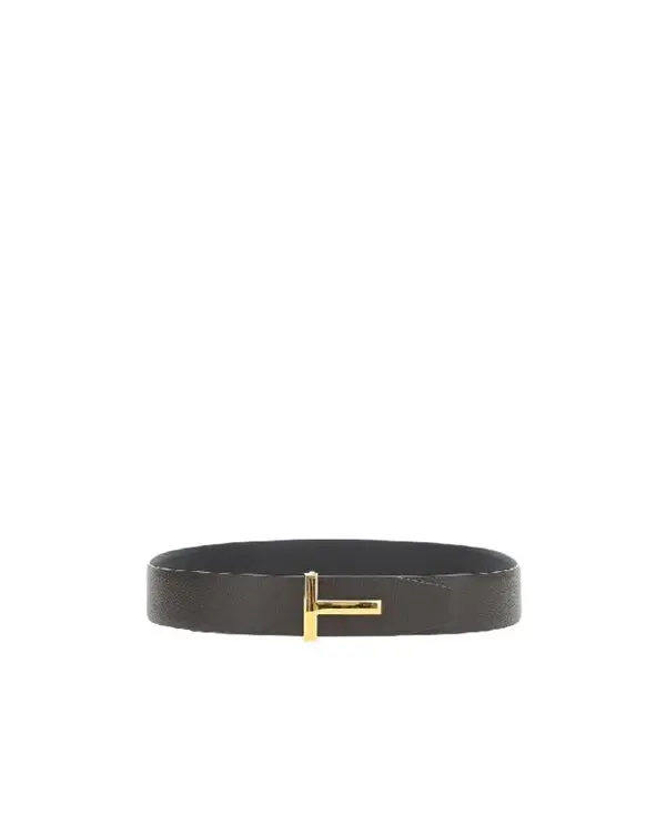 TOM FORD Double-sided T-logo Leather Belt - Black