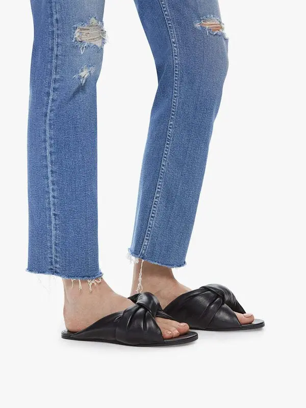 MOTHER High-waist Rider Distressed Ankle Jeans