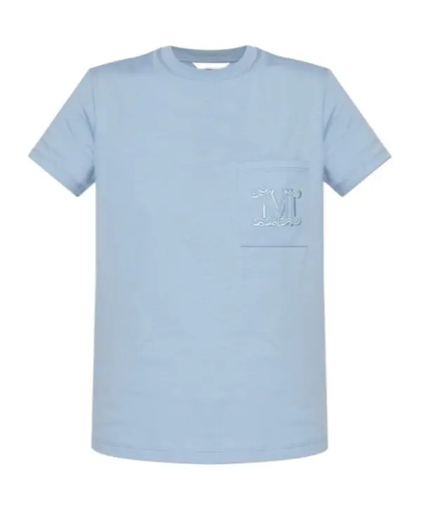 Max Mara Logo Embroidered Crewneck T-shirt - Blue