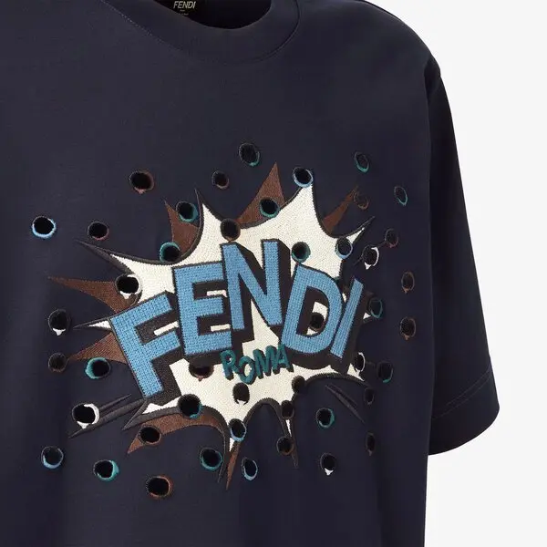 Fendi Boompop Motif Embroidered Crewneck T-shirt