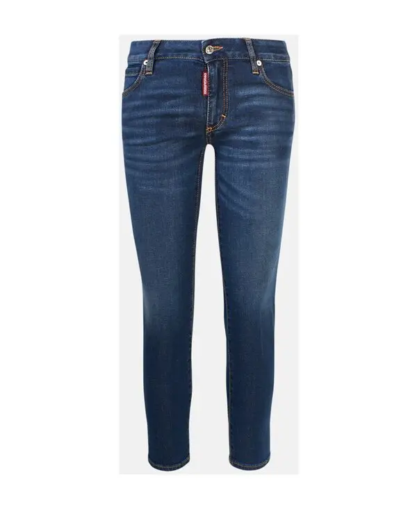 Dsquared2 Logo Appliqué Mid-rise Cropped Jeans - Blue
