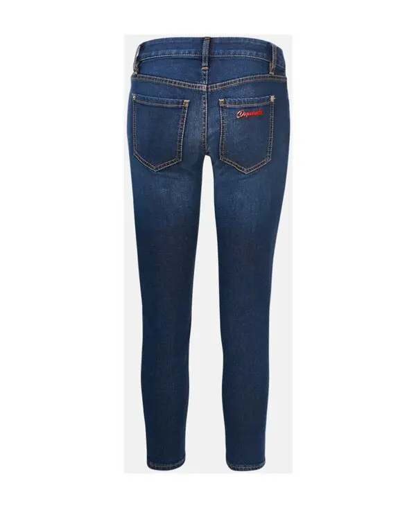 Dsquared2 Logo Appliqué Mid-rise Cropped Jeans - Blue