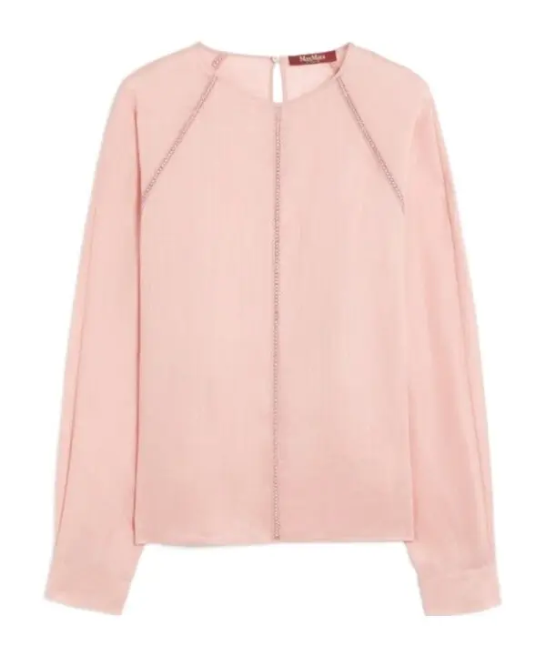 Max Mara Edile Crewneck Blouse With Macramé Inlays - Pink