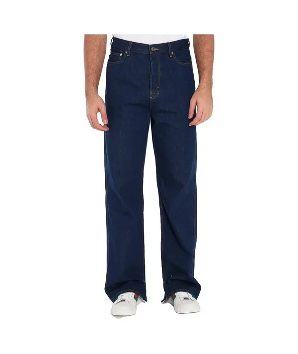 Gucci High-waisted Wide-leg Jeans With Embroidered Detail