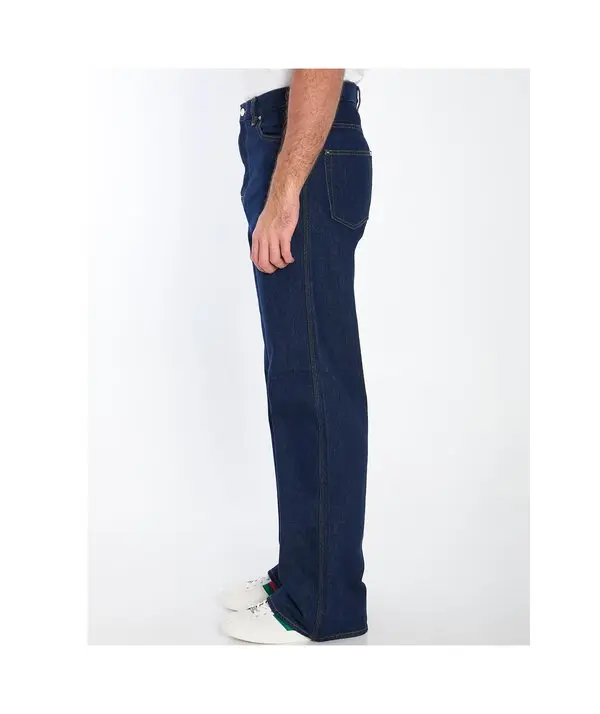 Gucci High-waisted Wide-leg Jeans With Embroidered Detail
