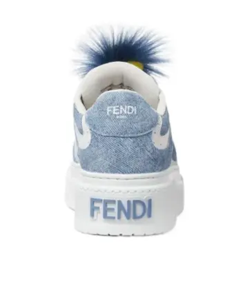 Fendi Match Platform Low-top Sneakers With Denim-effect Print - Light Blue