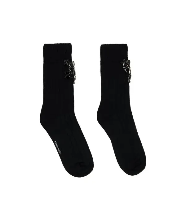 Simone Rocha Rose Embellished Ankle Socks - Black