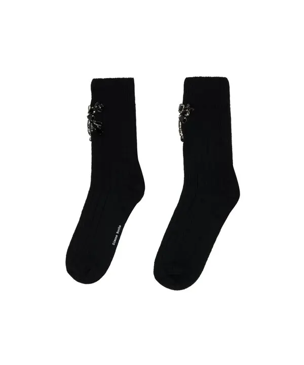 Simone Rocha Rose Embellished Ankle Socks - Black