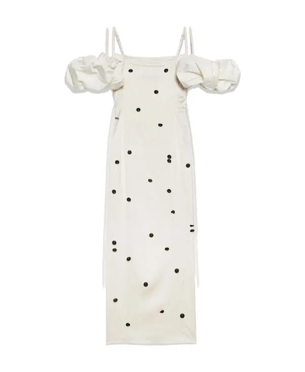 Jacquemus Chouchou Polka-dot Midi Dress - Off-white