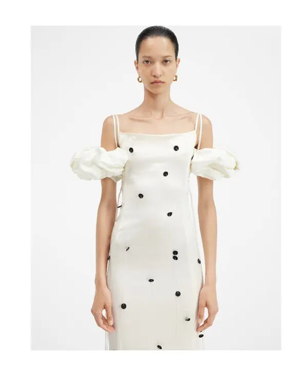 Jacquemus Chouchou Polka-dot Midi Dress - White
