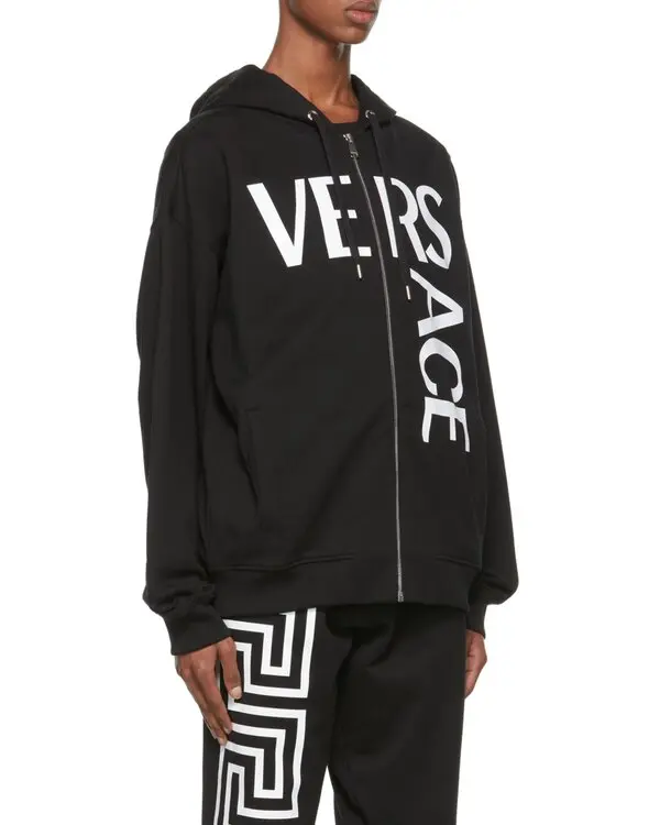 Versace Logo Printed Zip-up Hoodie