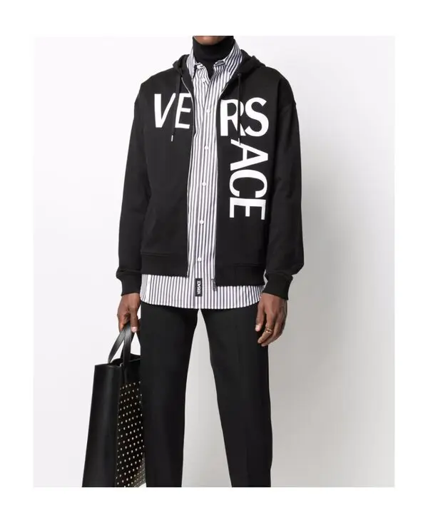 Versace Logo Printed Zip-up Hoodie
