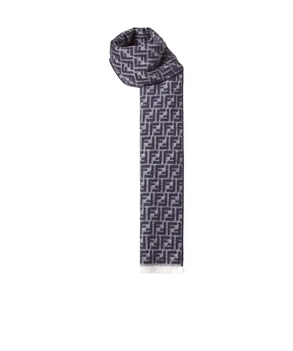 Fendi Ff Logo Jacquard Fringed-edge Scarf