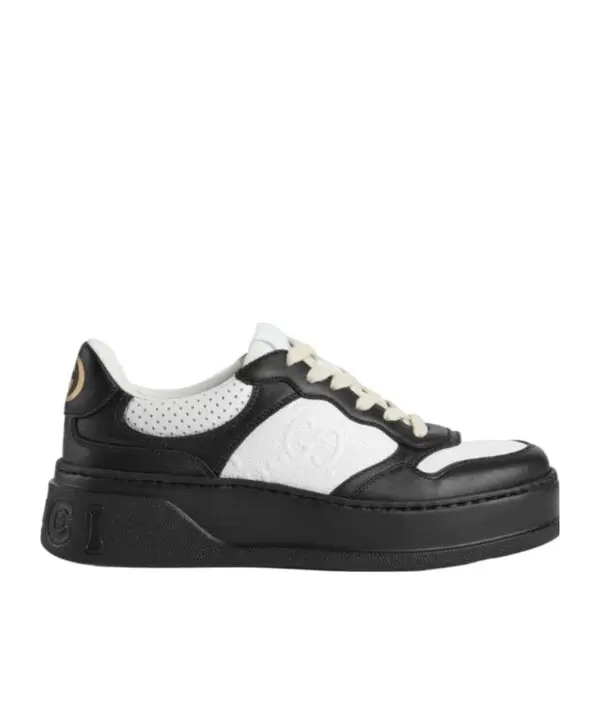 Gucci Gg Embossed Low-top Sneakers With Buckle Detail - Black