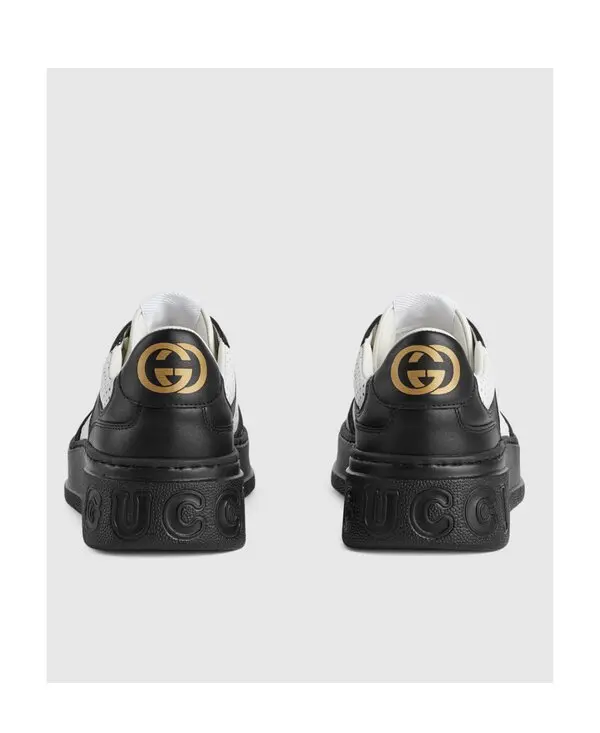 Gucci Gg Embossed Low-top Sneakers With Buckle Detail - Black