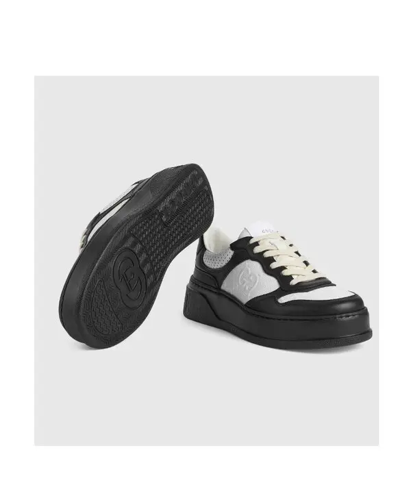 Gucci Gg Embossed Low-top Sneakers With Buckle Detail - Black
