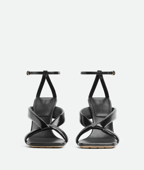 Bottega Veneta Riva Square Toe Stiletto Sandals - Black