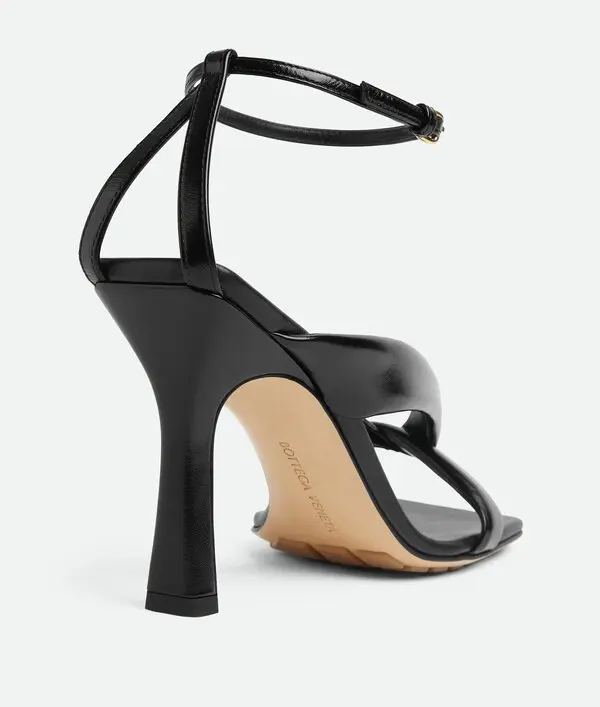 Bottega Veneta Riva Square Toe Stiletto Sandals - Black