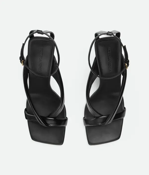 Bottega Veneta Riva Square Toe Stiletto Sandals - Black