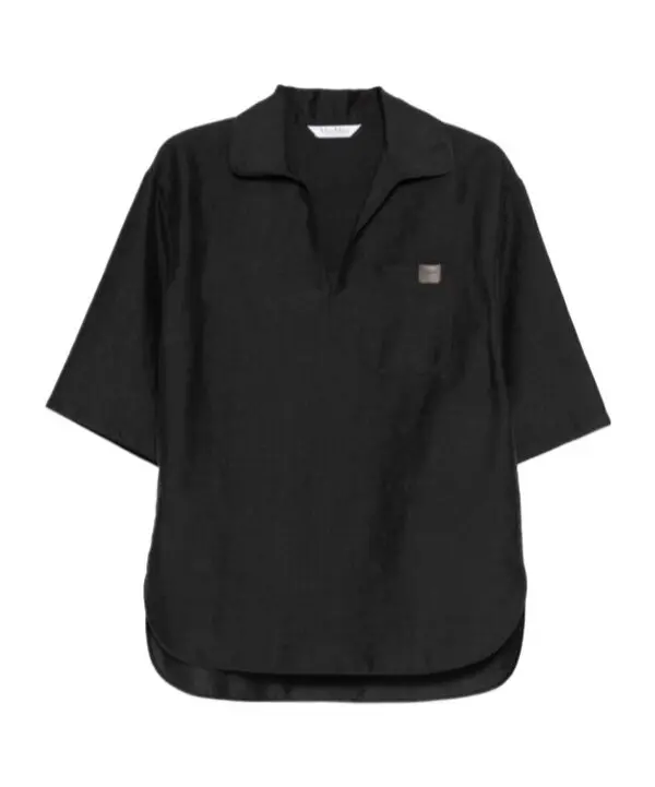 Max Mara Short Sleeve Shirt With V-neck And Patch Pocket