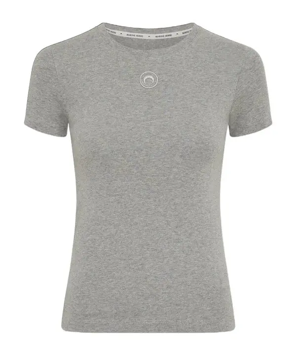 MARINE SERRE Embroidered Crescent Moon Crewneck T-shirt - Gray