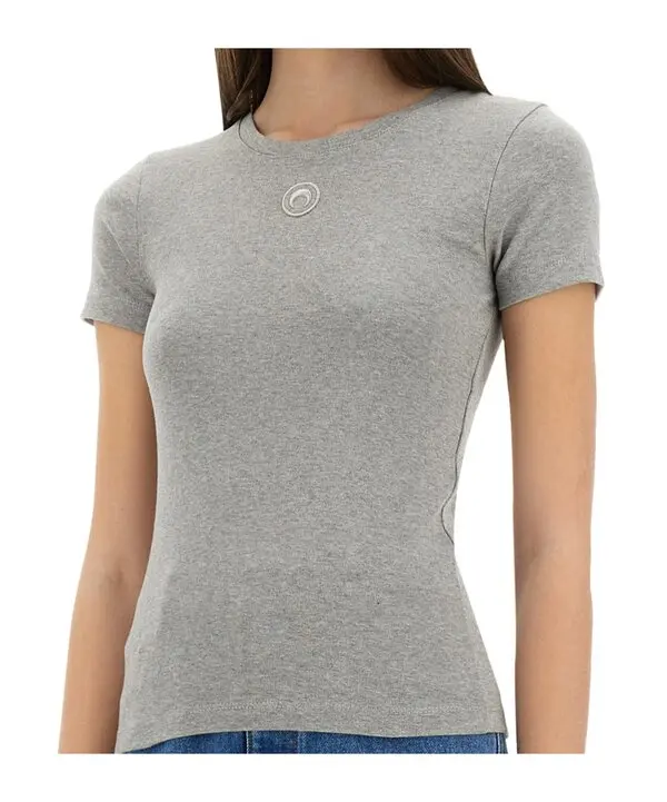 MARINE SERRE Embroidered Crescent Moon Crewneck T-shirt - Gray