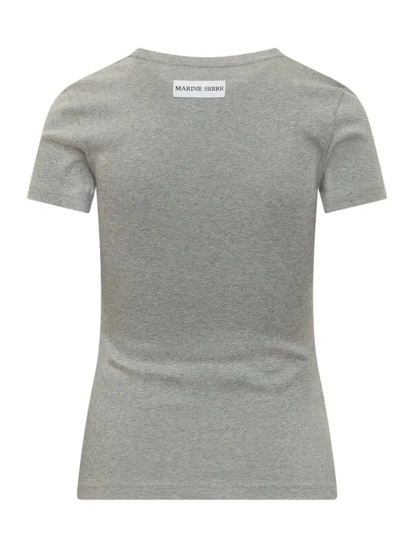 MARINE SERRE Embroidered Crescent Moon Crewneck T-shirt - Grey