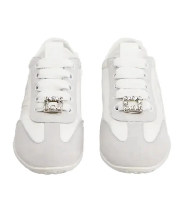 ROGER VIVIER Viv Low Sneakers With Mini Metal Buckle And Monogram