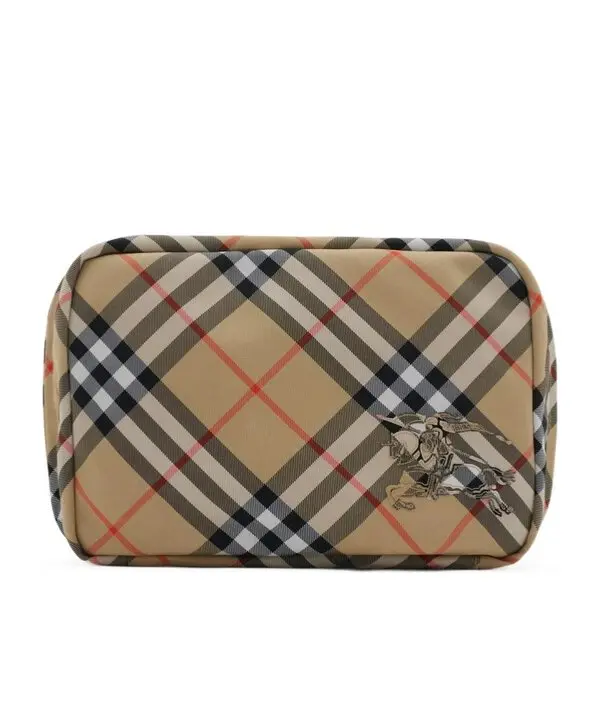 Burberry Checked Zip-around Travel Pouch - Sand-colored