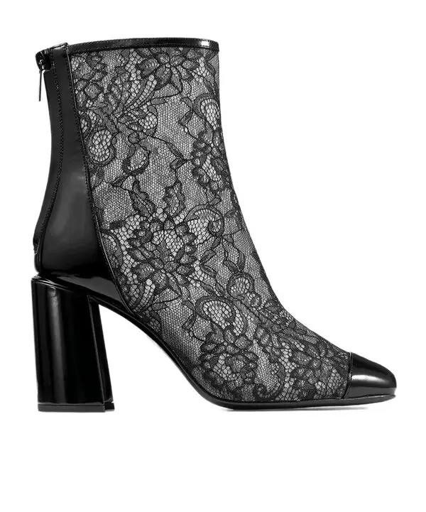 JIMMY CHOO Lace Panelling Block Heel Ankle Boots