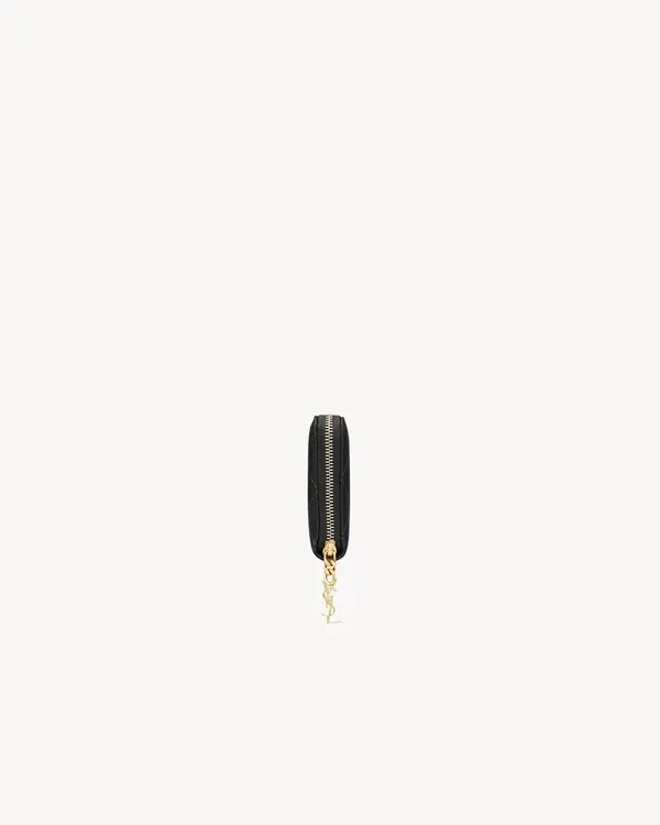 Saint Laurent Cassandre Bijou Grain De Poudre Zipper Wallet - Black