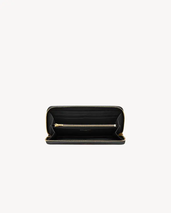 Saint Laurent Cassandre Bijou Grain De Poudre Zipper Wallet - Black