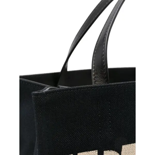 FERRAGAMO Logo-jacquard Raffia Tote Bag - Black