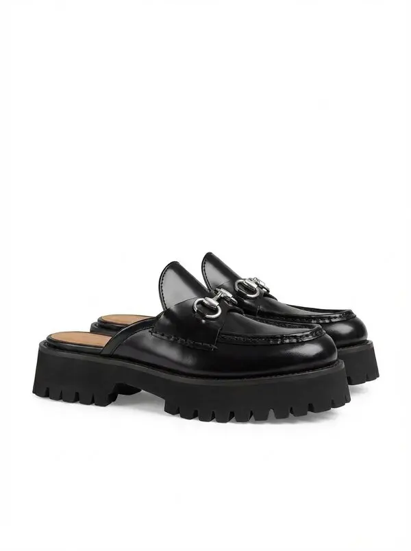 Gucci Horsebit Leather Mules - Black