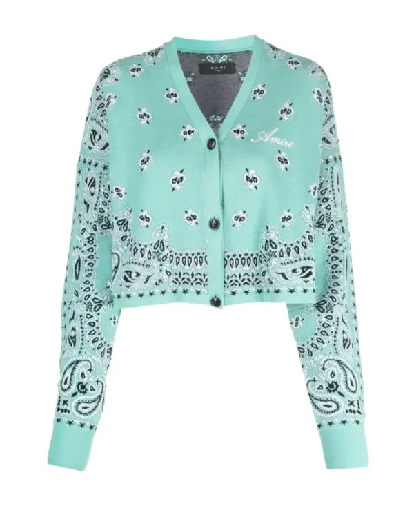 Amiri Logo Embroidered Cropped Cardigan