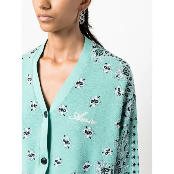 Amiri Logo Embroidered Cropped Cardigan