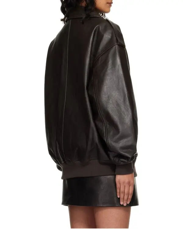 THE FRANKIE SHOP Viper Leather Bomber Jacket - Brown