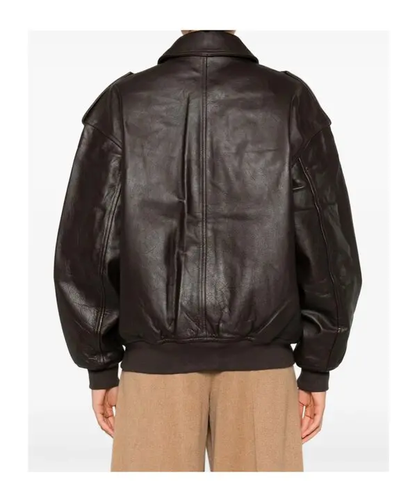 THE FRANKIE SHOP Viper Leather Bomber Jacket - Brown