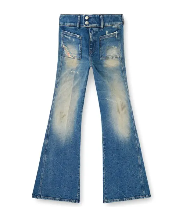 DIESEL® D-hush Bootcut Jeans With Double-button Closure - Medium Blue