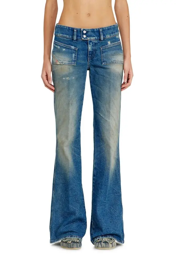 DIESEL® D-hush Bootcut Jeans With Double-button Closure - Medium Blue