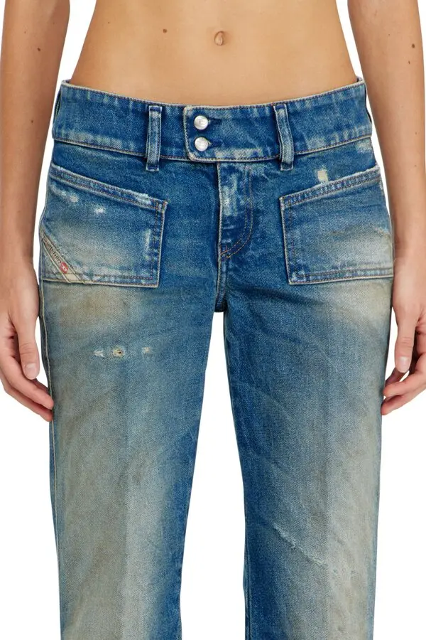 DIESEL® D-hush Bootcut Jeans With Double-button Closure - Medium Blue