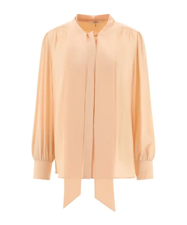 Chloé Bow Detail Blouse - Nude