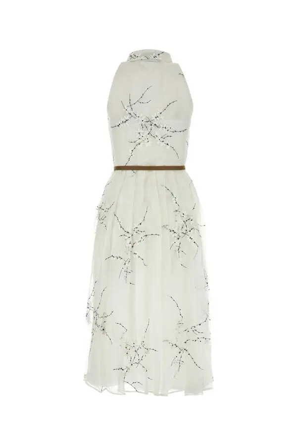 Prada Sleeveless Belted Midi Shirt Dress