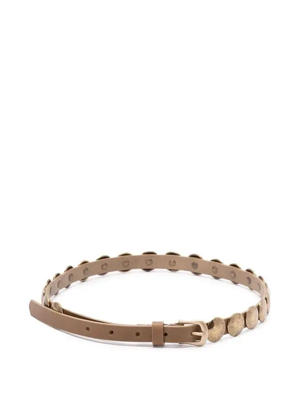 GOLDEN GOOSE Trinidad Stud Embellished Buckle Belt - Brown