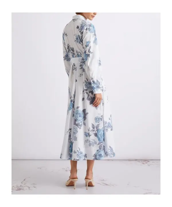 Marella Floral Print Cotton Poplin Shirt Dress