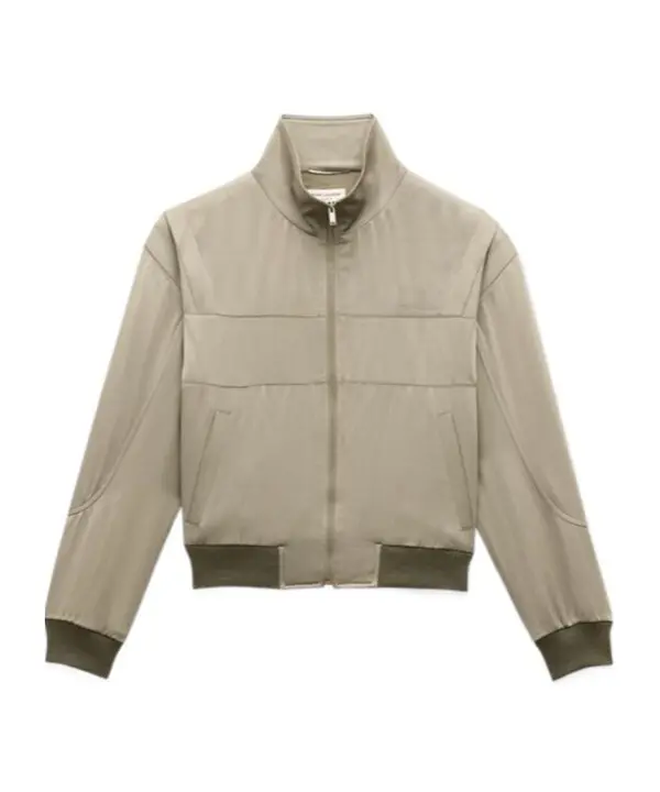 Saint Laurent Zip-up High Neck Teddy Jacket - Nude